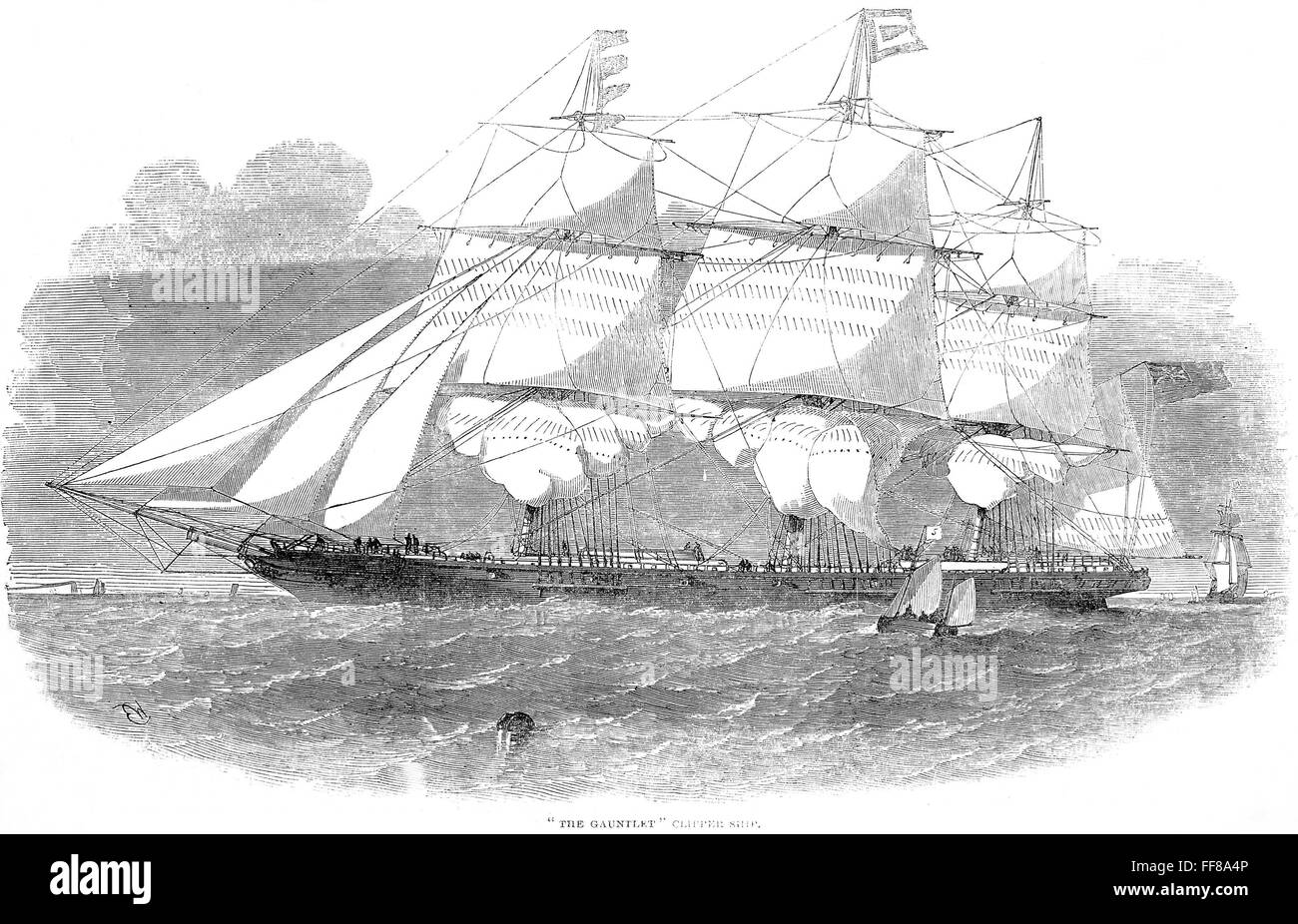 CLIPPER SHIP, 1853. /n'The Gauntlet.' Wood engraving, English, 1853 ...