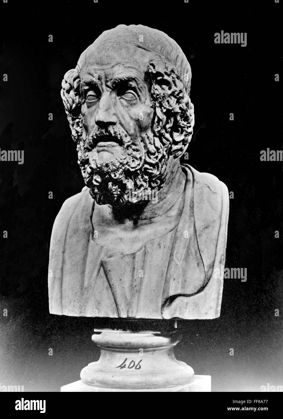 HOMER (9th-8th century BC). /nGreek poet. Antique Greek portrait bust ...