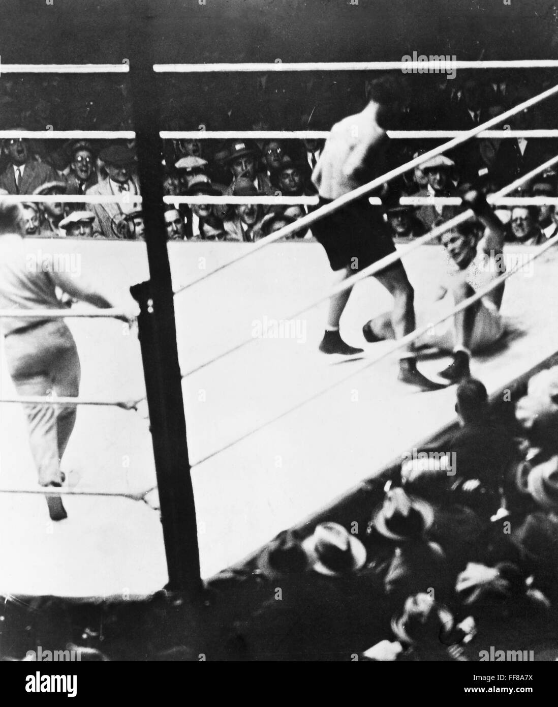 JACK DEMPSEY (1895-1983). /nAmerican boxer. Gene Tunney down for the ...