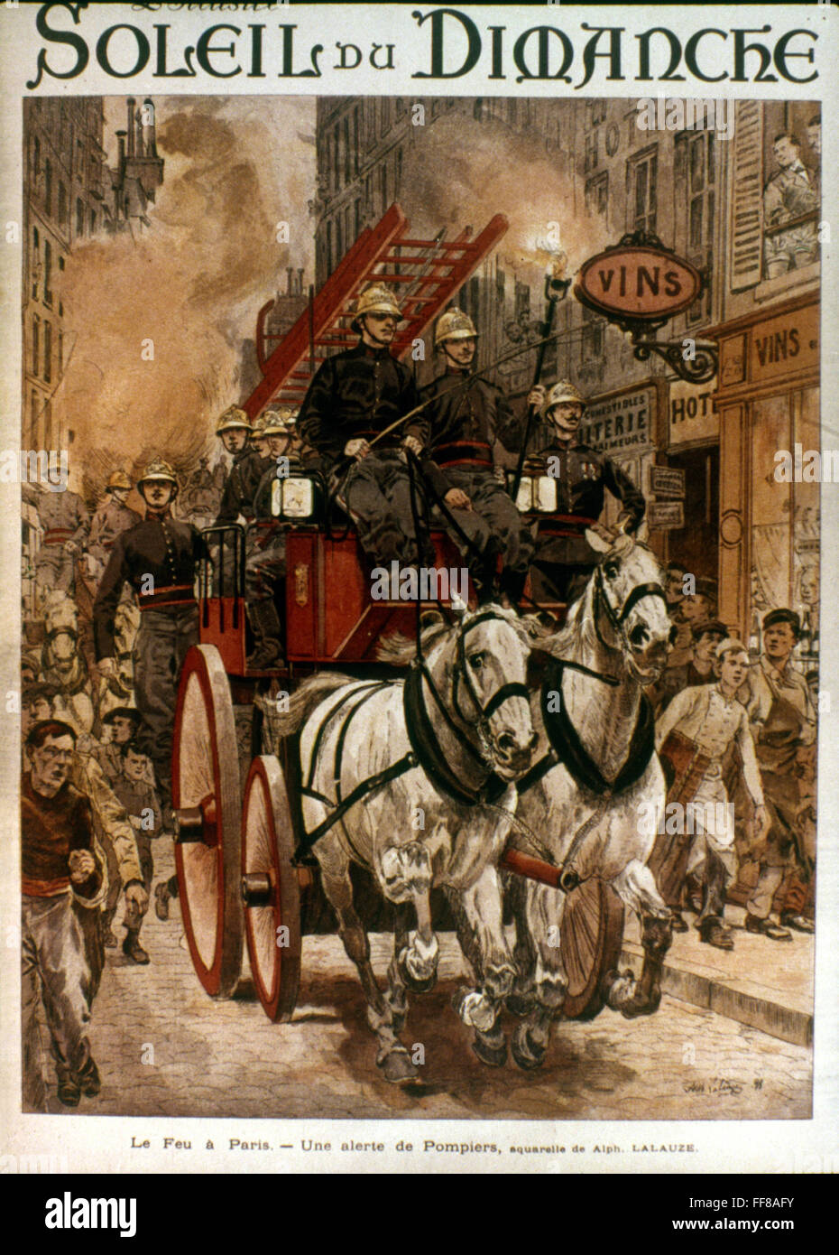 FRANCE: FIRE ENGINE, 1899. /nFrench horse-drawn fire engine, 1899 Stock ...