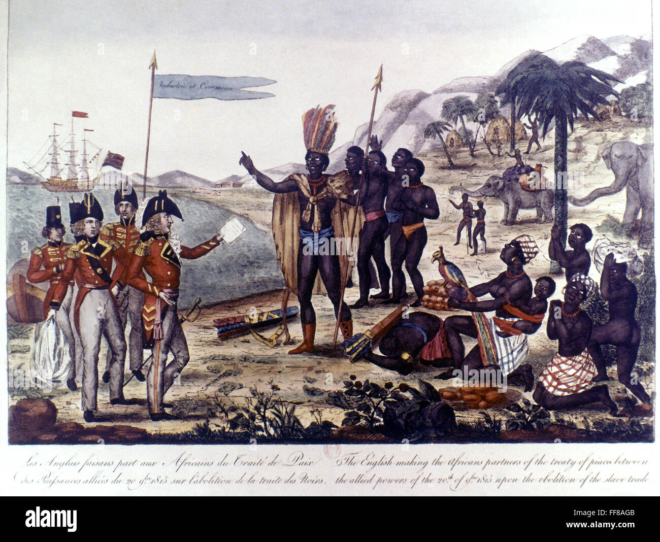 ABOLITION OF SLAVERY, 1815. /nEnglish officer telling Africans of the ...