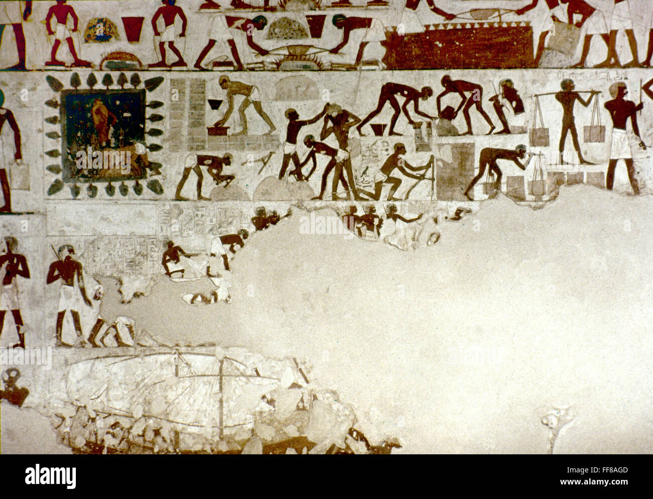 EGYPT: BRICKMAKING. /nFresco depicting brickmaking by Egyptians and ...