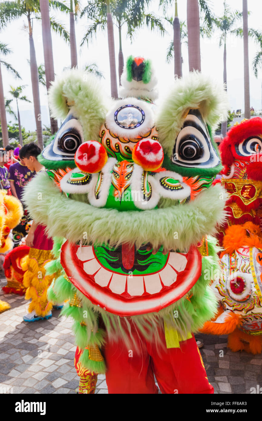 China, Hong Kong, Annual New Years Day Festival Parade, Chinese Lion ...