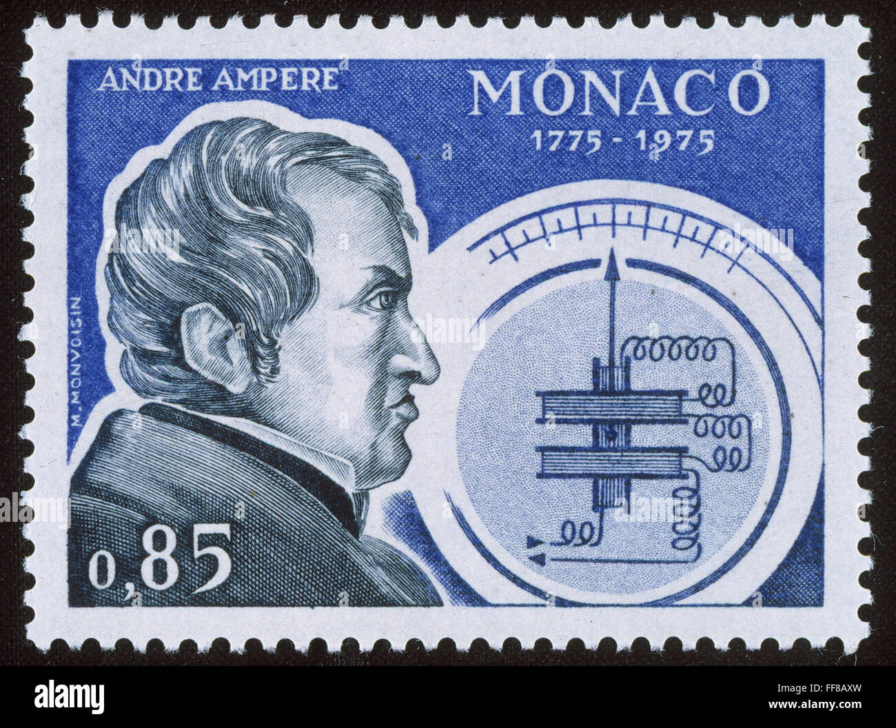 ANDRE MARIE AMPERE /n(1775-1836). French physicist. On a Monaco postage ...
