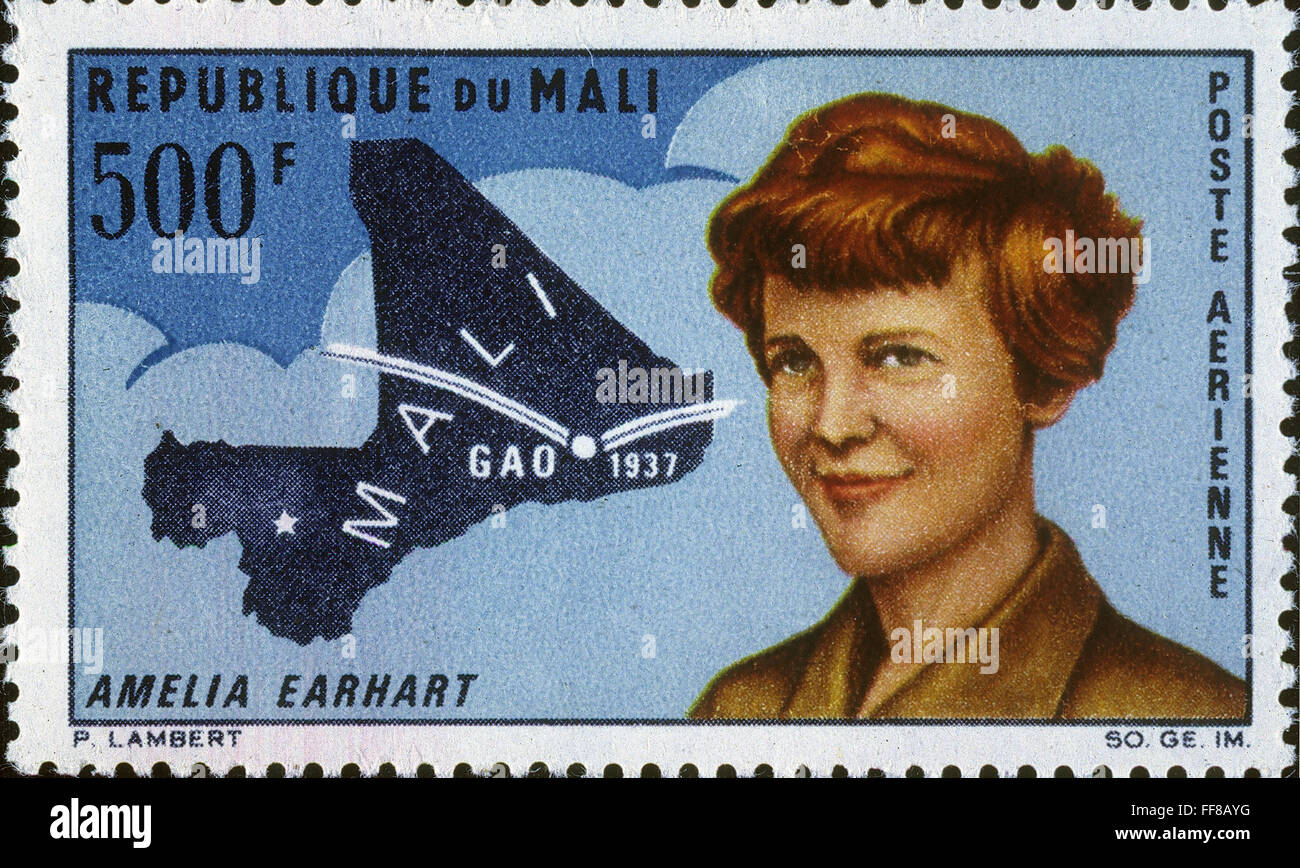 AMELIA EARHART (1897-1937). /nAmerican aviator. On a 1967 Mali postage ...