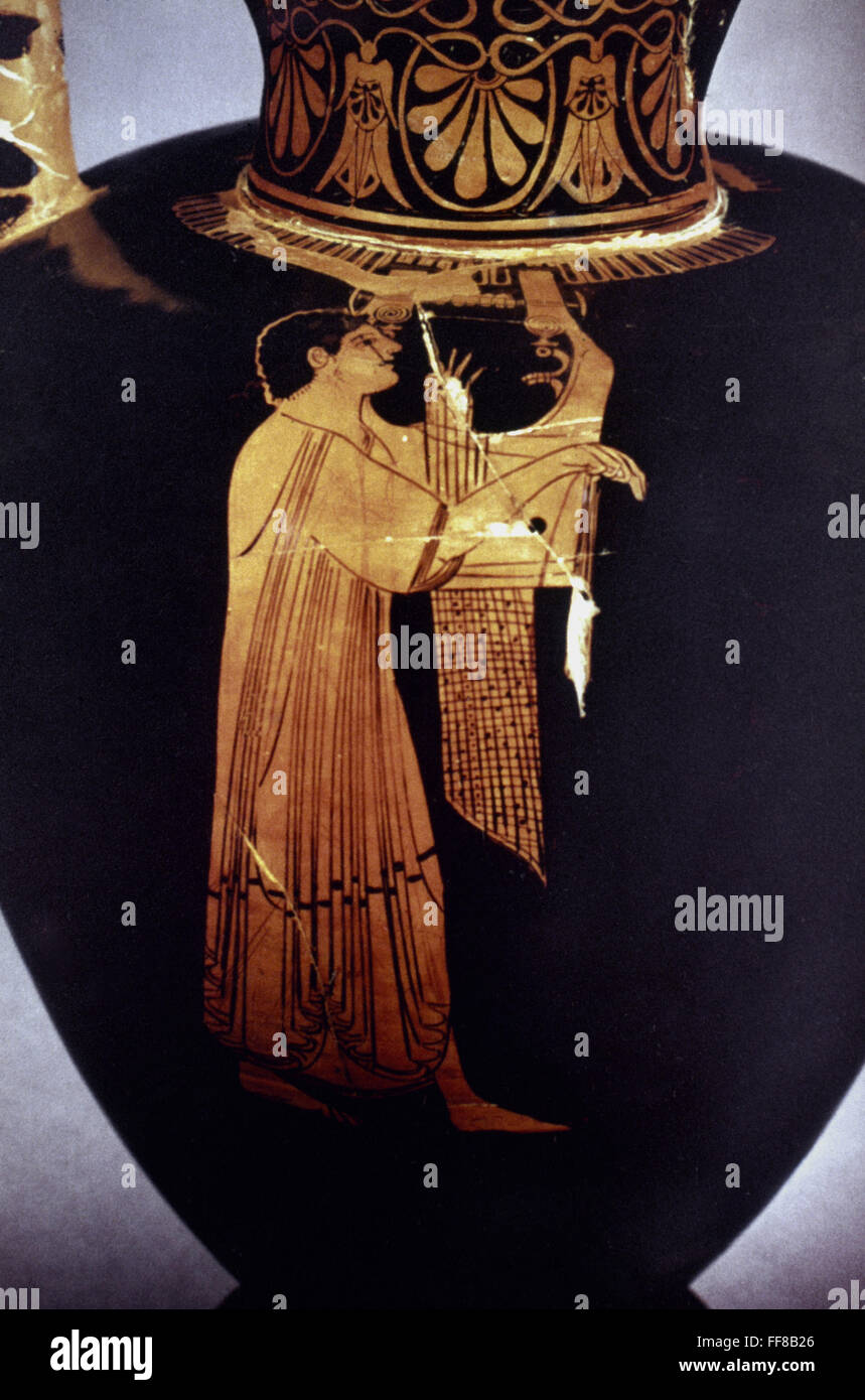 A GREEK RHAPSODE: /nAttic red-figured vase, 5th century B.C Stock Photo ...