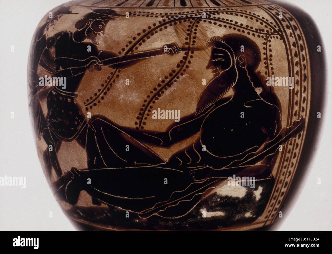 THE BLINDING OF CYCLOPS. /nDetail from Attic black-figured oenochos ...