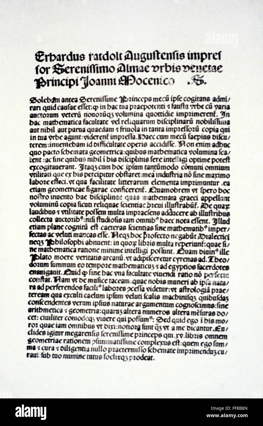 EUCLID: LATIN MANUSCRIPT. /nTitlepage of Euclid's 'Opus Elementorum ...