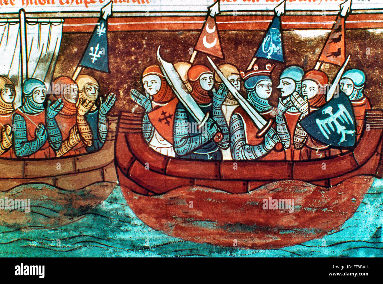 CRUSADERS, 14th CENTURY. /nCrusaders embarking for the Holy Land ...