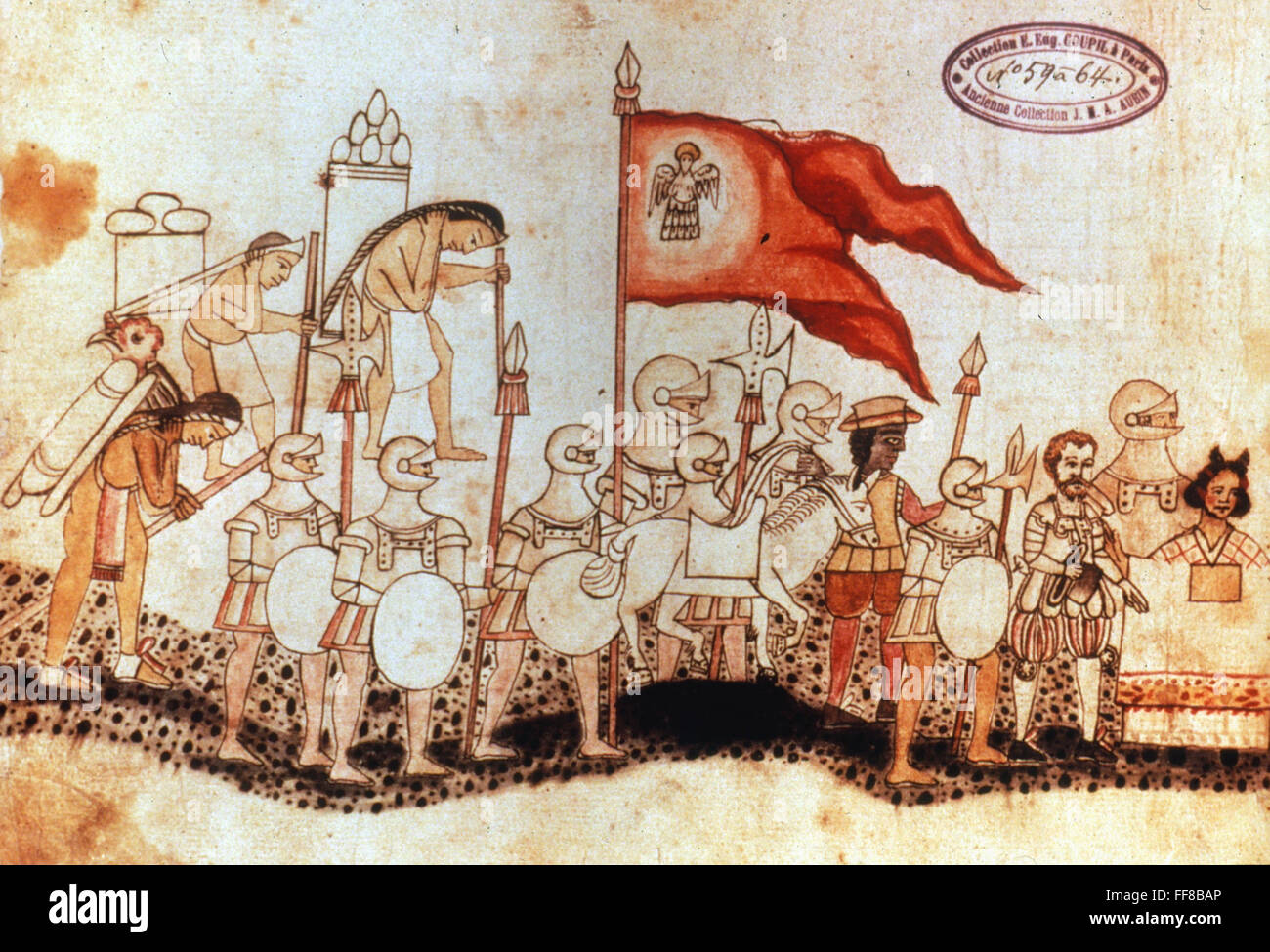 MEXICO: CORTES, 1519. /nSpanish troops marching towards Tenochtitlan ...