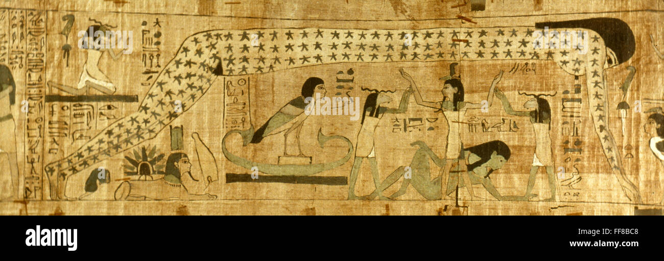 EGYPTIAN FUNERARY PAPYRUS /nillustrating the creation of the universe ...