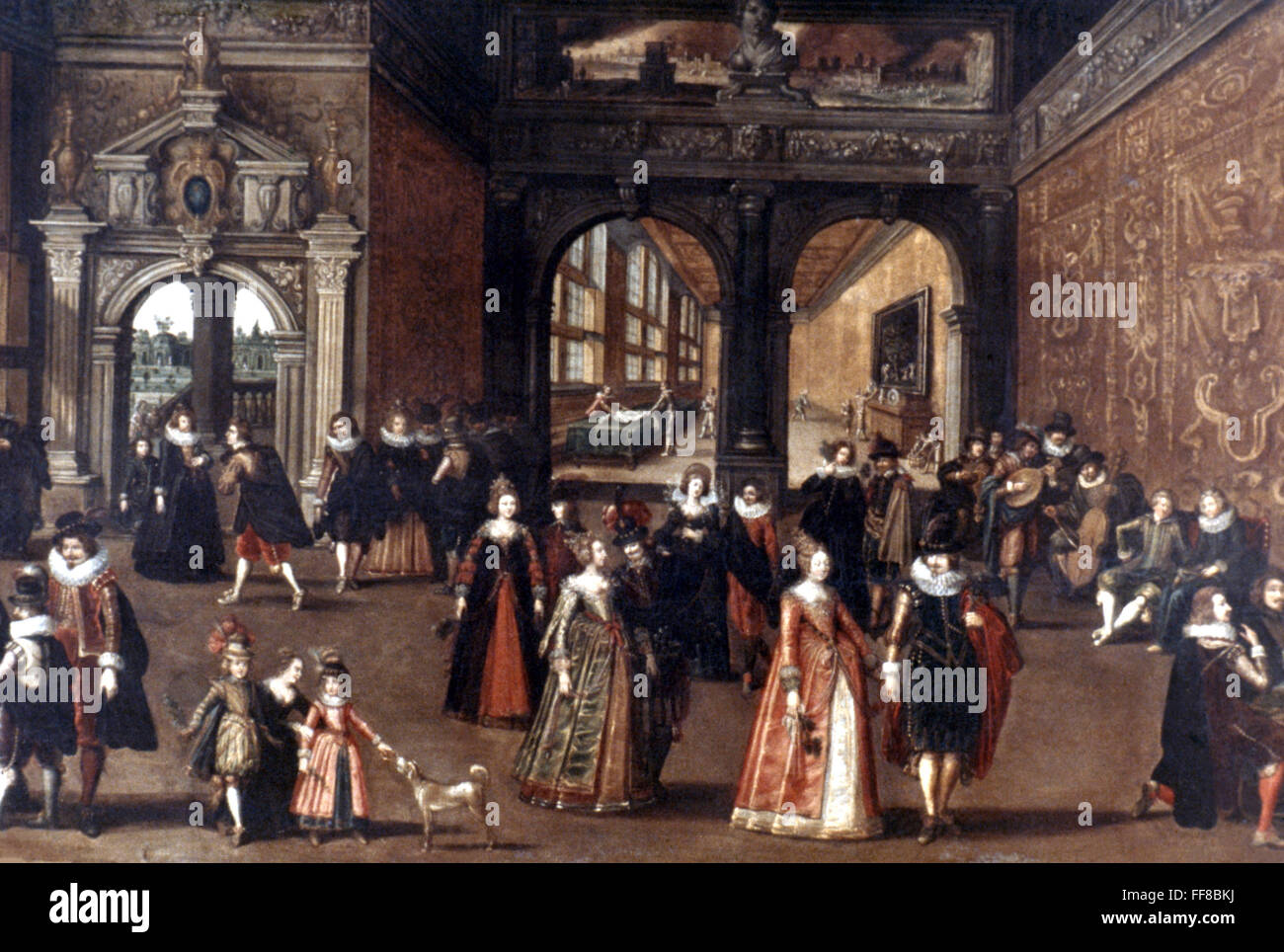 FRENCH NOBLEMAN'S PARTY. /nA party inside a French nobleman's palace in ...