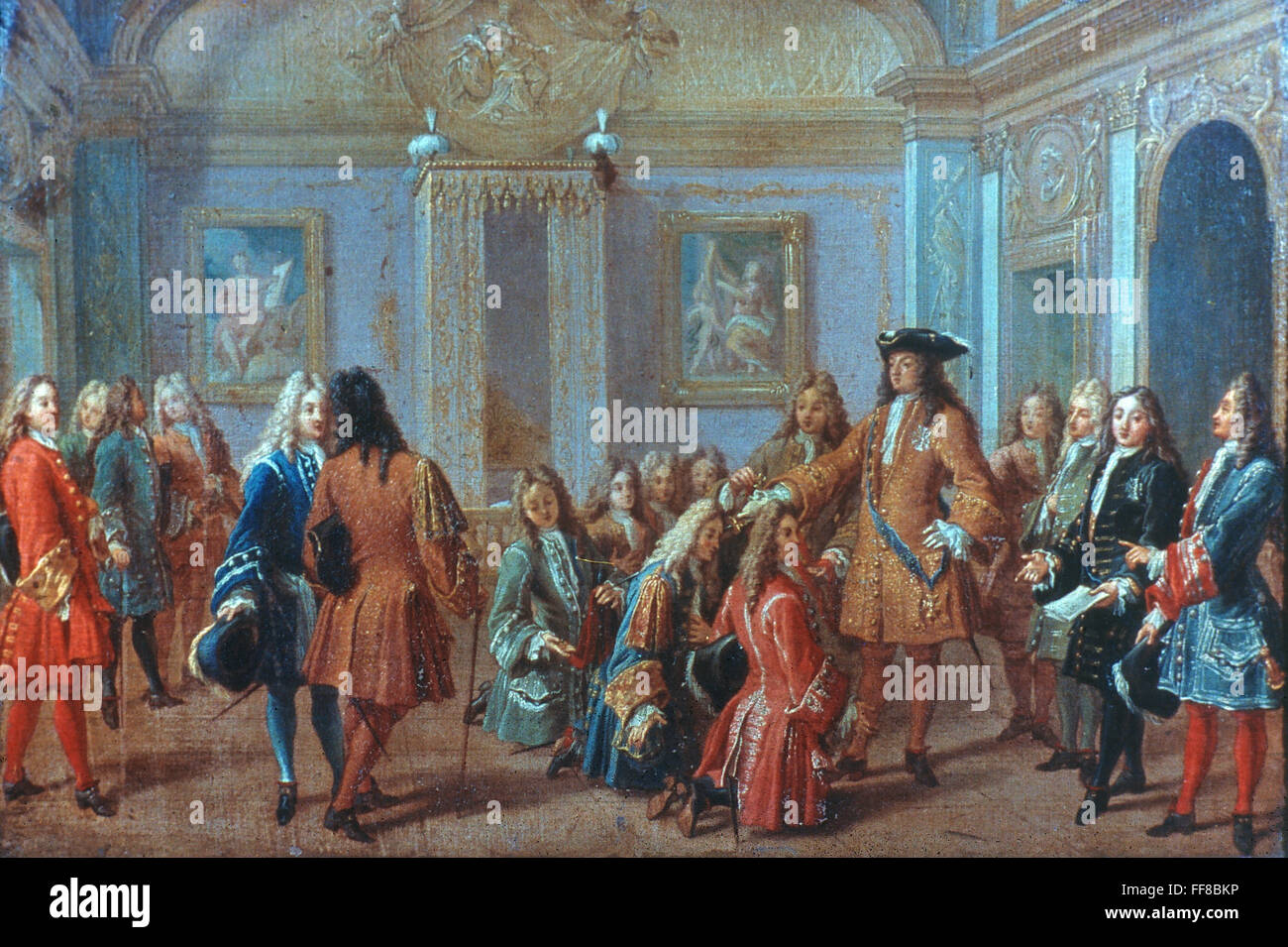 LOUIS XIV, 1693. /nLouis XIV knighting the first members of the order ...