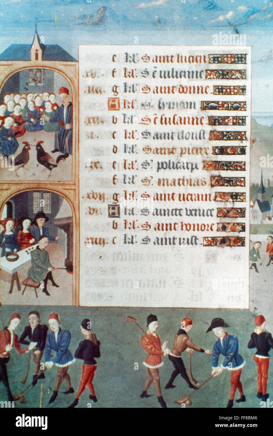 TOWN GAMES, 15th CENTURY. /nCockfighting and other games in a medieval ...