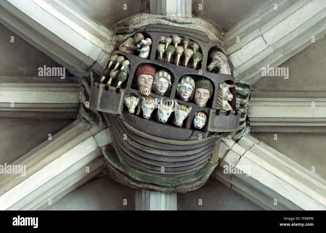 NOAH'S ARK. /nNave roof boss. Norwich Cathedral, England Stock Photo ...