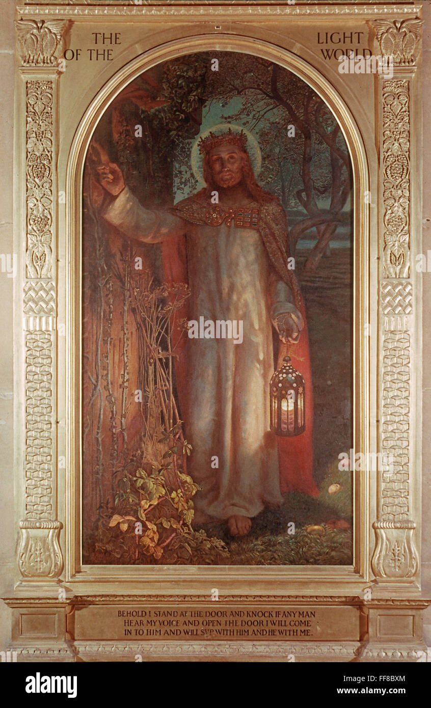 HUNT: LIGHT OF THE WORLD. /n'The Light of the World.' Oil painting by ...