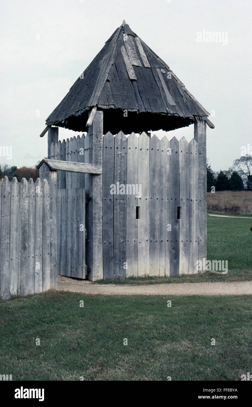 WOLSTENHOLME TOWNE, 1622. /nReconstructed block house from fort at ...