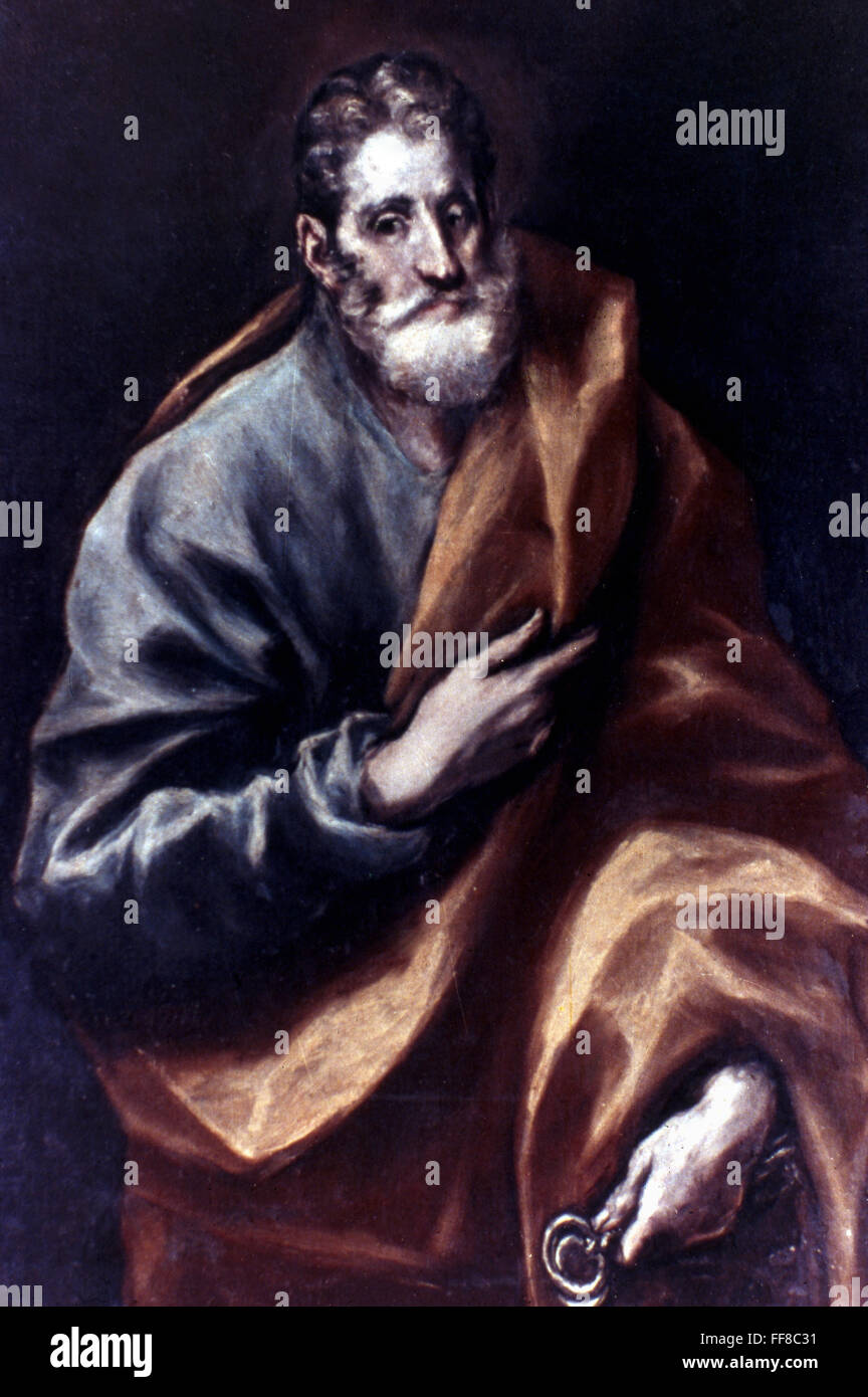 EL GRECO: SAINT PETER. /nApostle St. Peter, by El Greco. Oil, c1612 ...