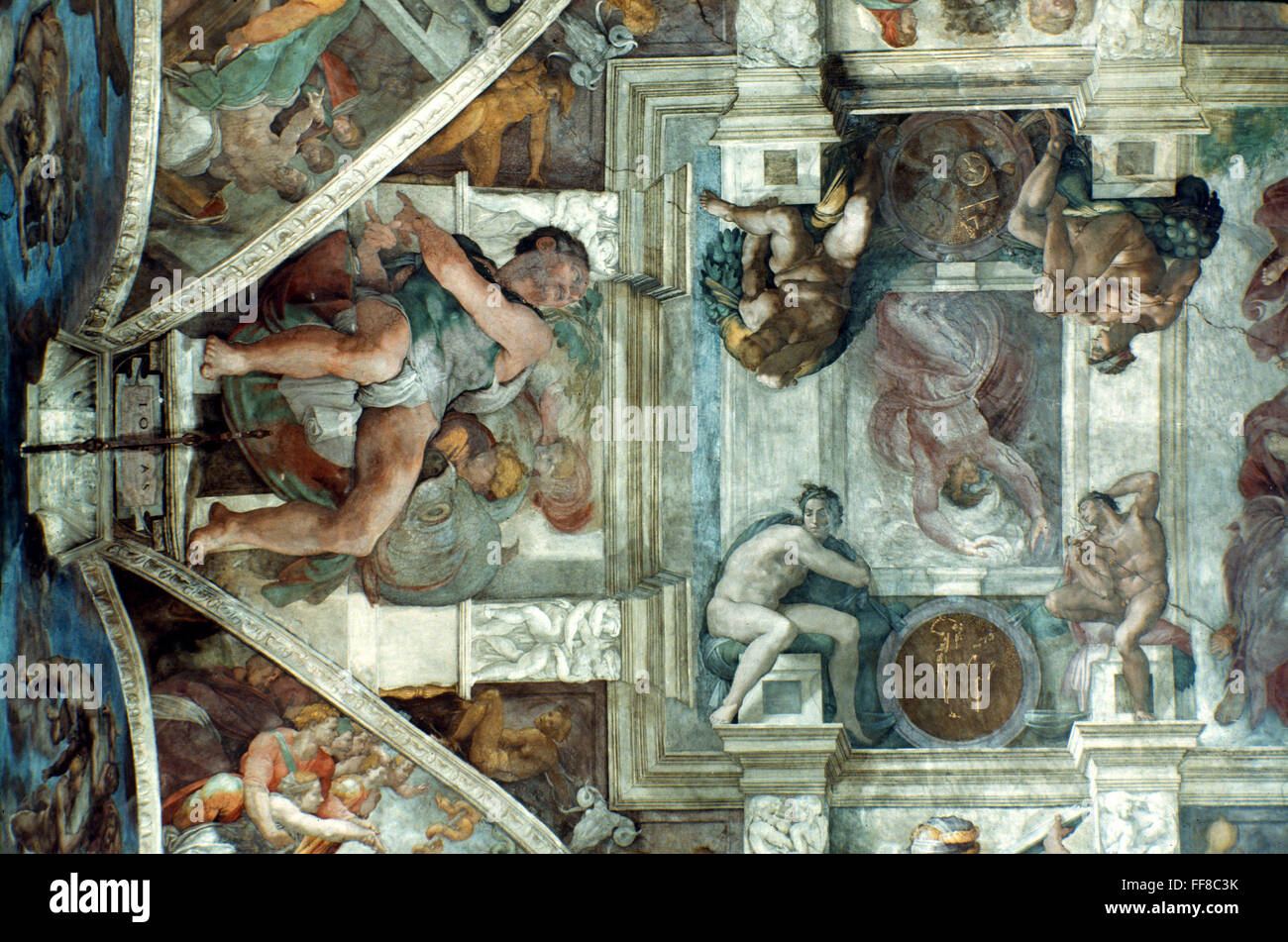 MICHELANGELO: CREATION. /nCreation of Light/Prophet Jonah. Fresco from ...