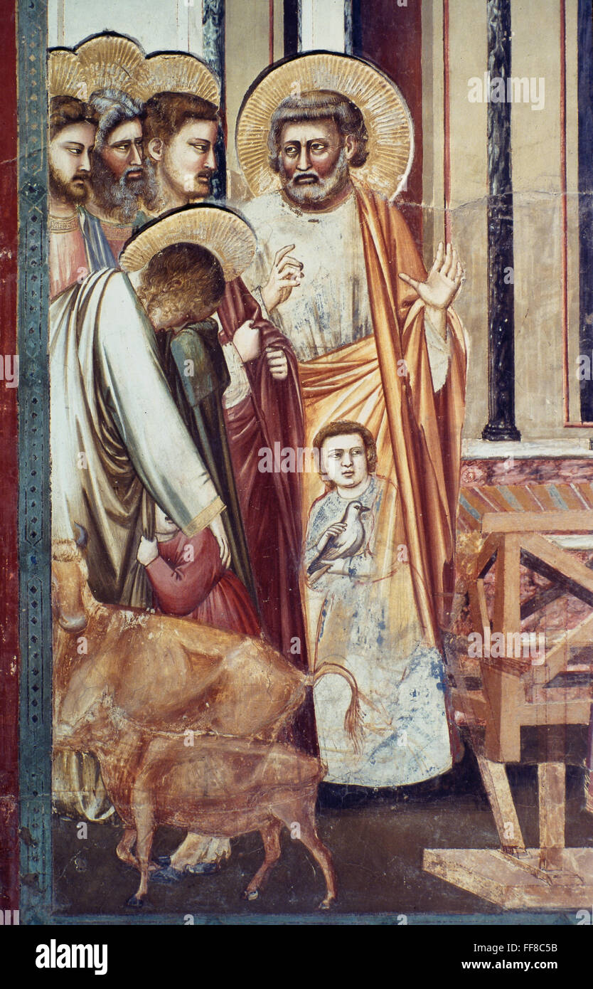 JESUS & MONEYCHANGER. /nDetail, Merchants Driven from Temple. Fresco ...