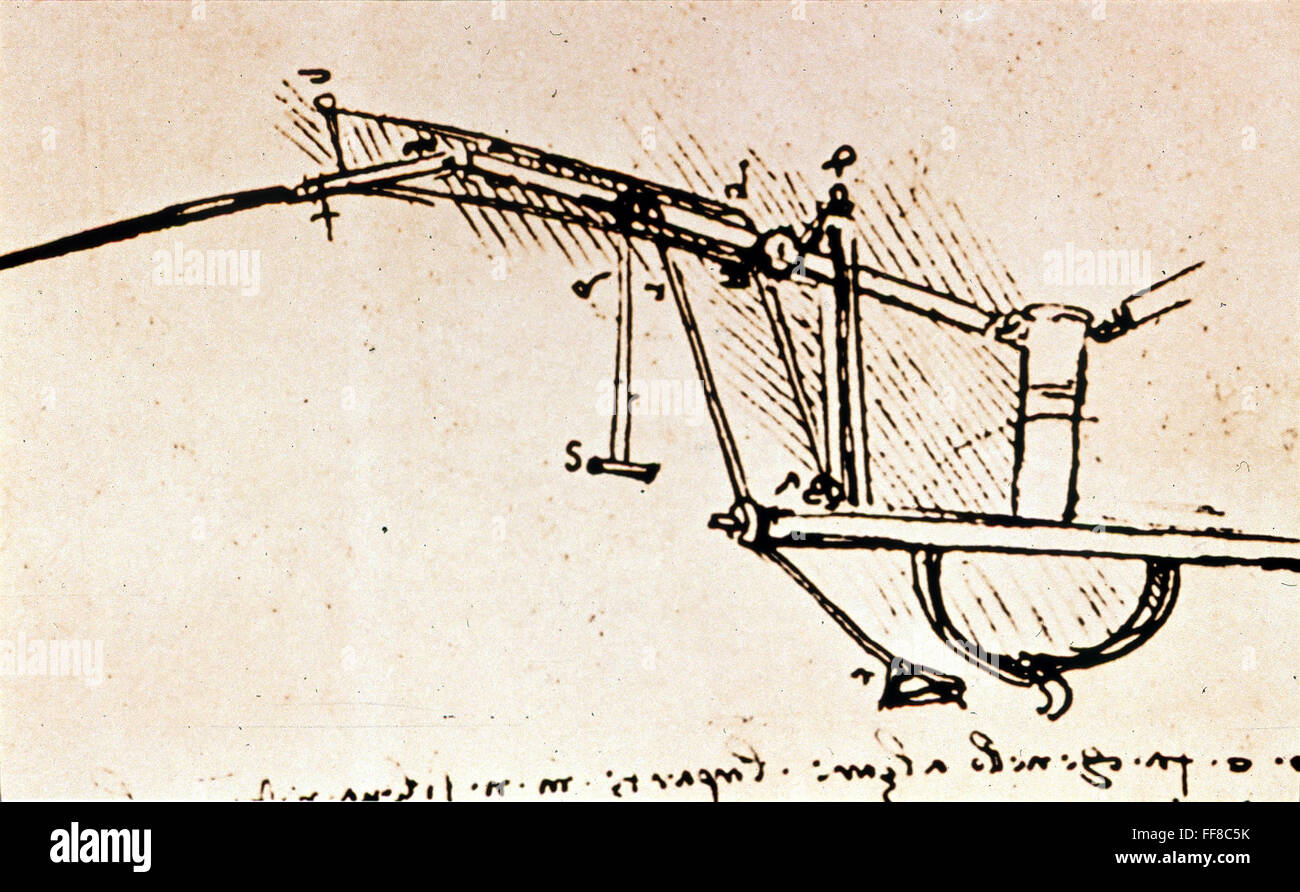 LEONARDO: FLYING MACHINE. /nLeonardo da Vinci's study for a pedal ...