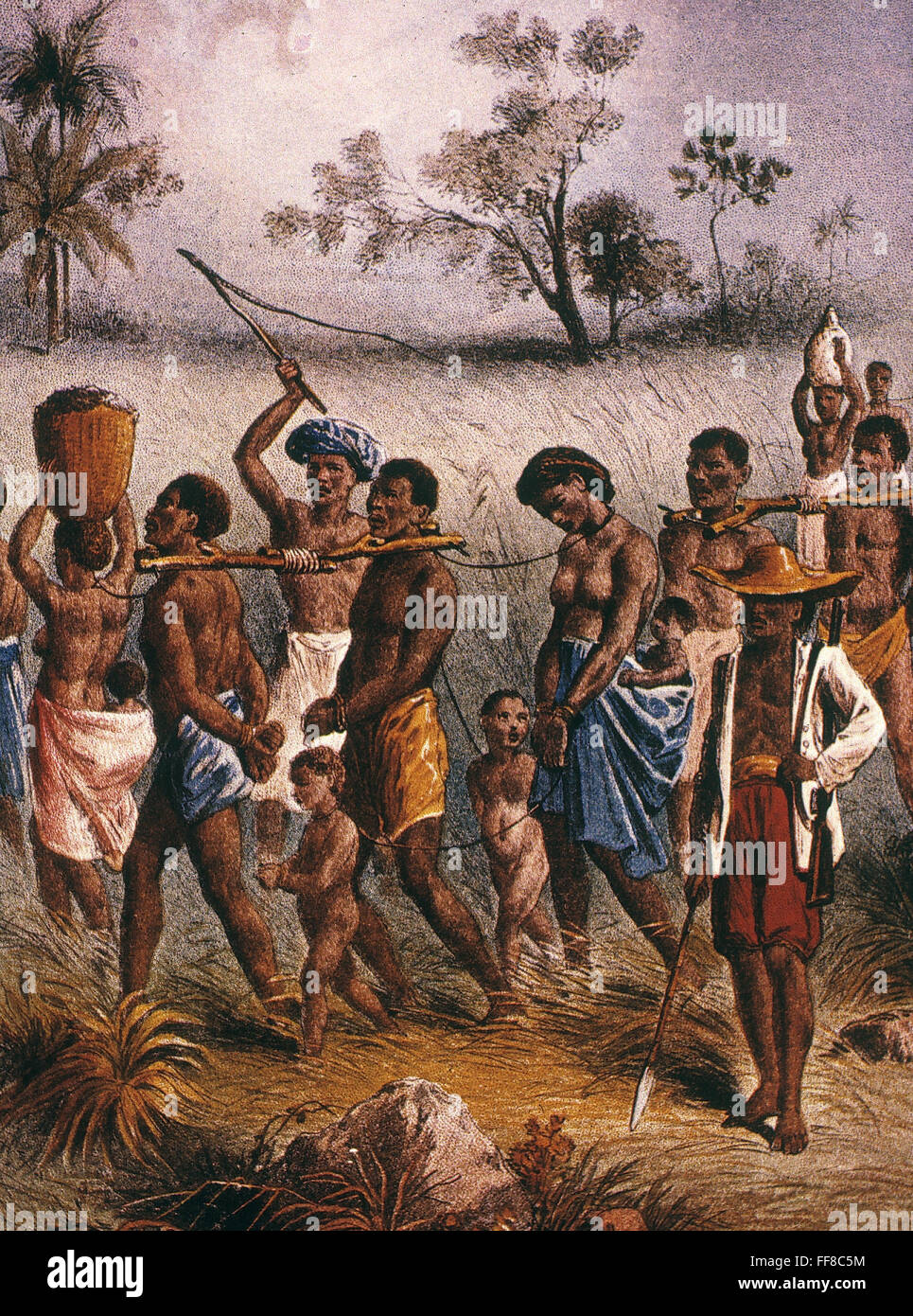 AFRICA: SLAVE MARCH 19th C. /nAn African slave gang marched from the ...