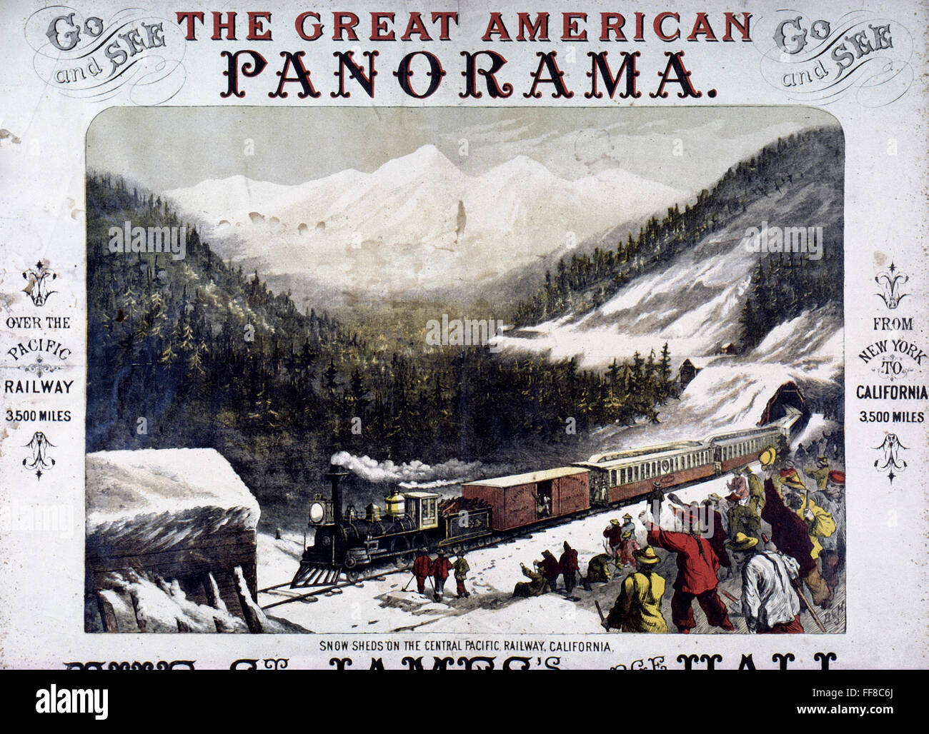 TRANSCONTINENTAL RAILROAD. /nA lithograph poster, 1869, for the ...