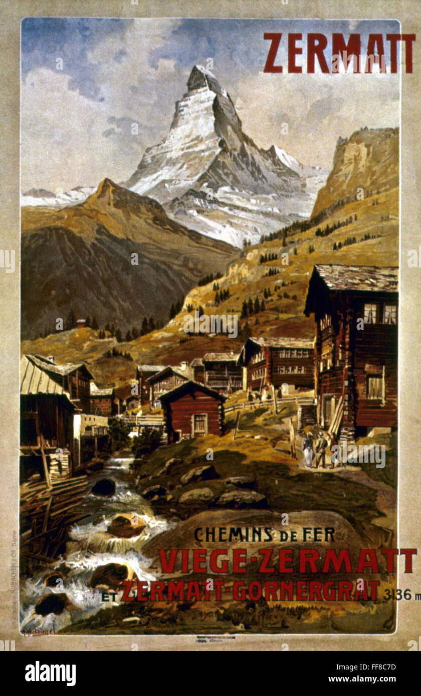 SWISS TRAVEL POSTER, 1898. /nPoster for the Visp-Zermatt Railroad ...