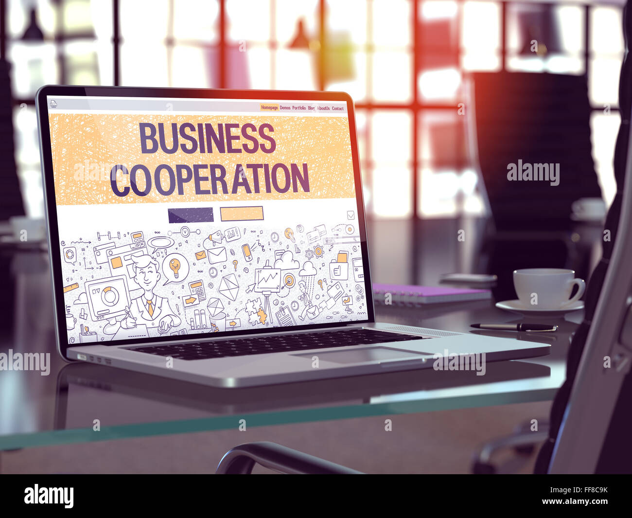 Business Cooperation Concept on Laptop Screen Stock Photo - Alamy