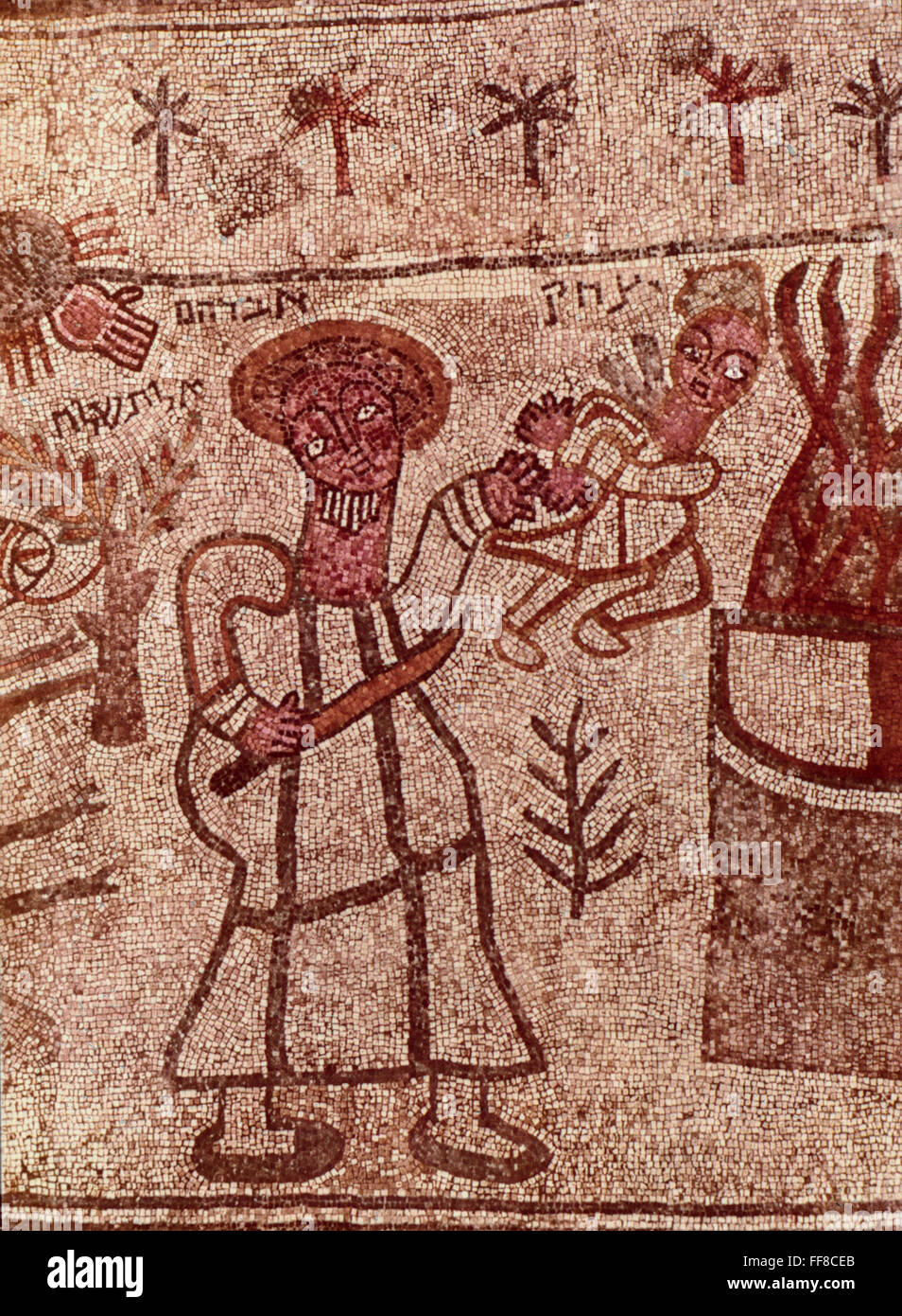 SACRIFICE OF ISAAC. /nMosaic from the pavement of Beth-Alpha synagogue ...
