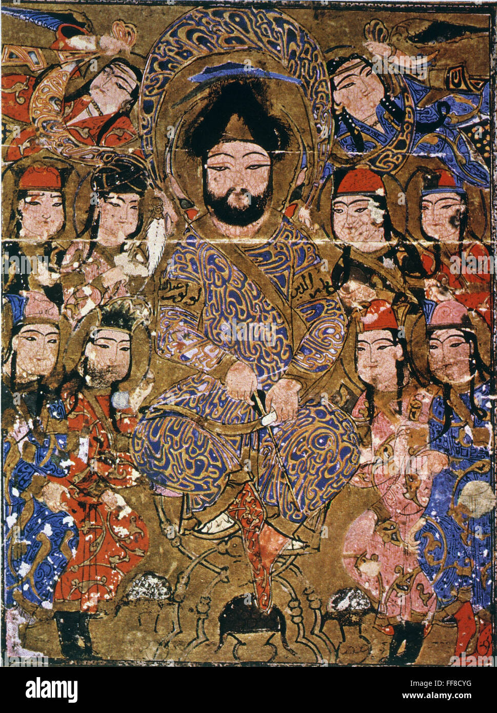 ARAB RULER W/ ATTENDANTS. /nDetail of an Arabic ms. illumination ...