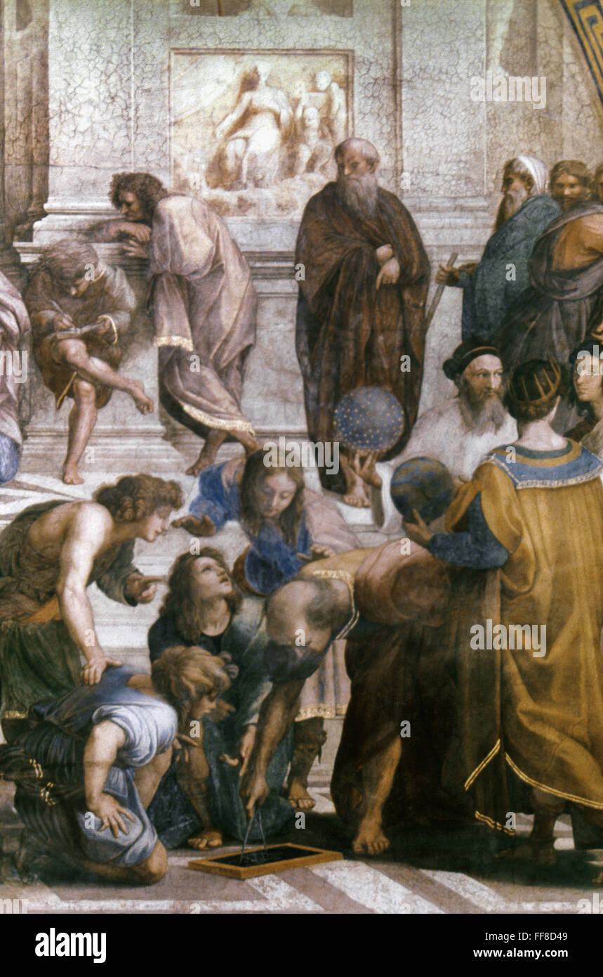 EUCLID (fl. c300 B.C.). /nGreek geometer. Euclid (center foreground ...