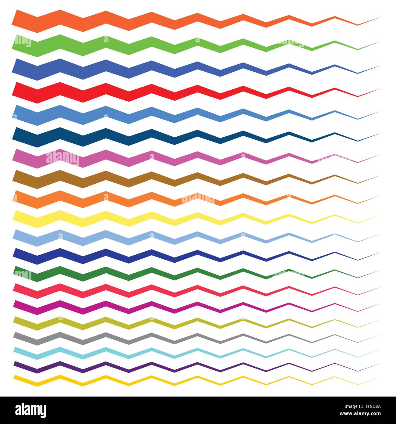 Colorful wavy, zigzag lines from thick to thin Stock Vector Image & Art ...