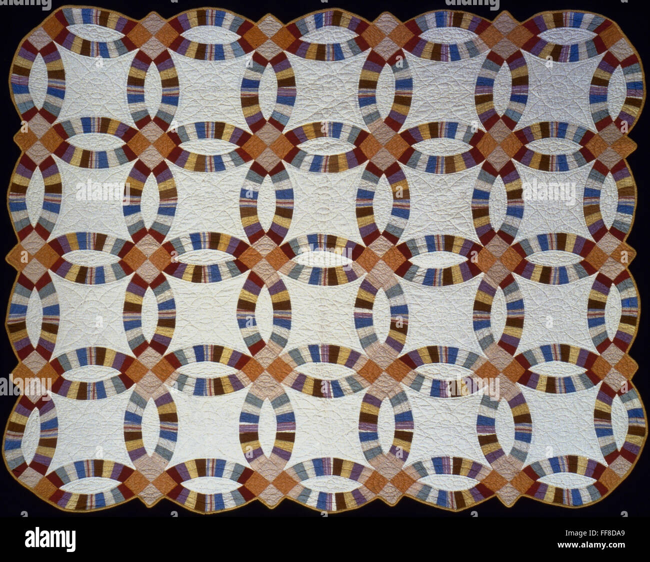 AMERICAN QUILT, MENNONITE, /ndouble wedding ring pattern, c1930-1940 ...