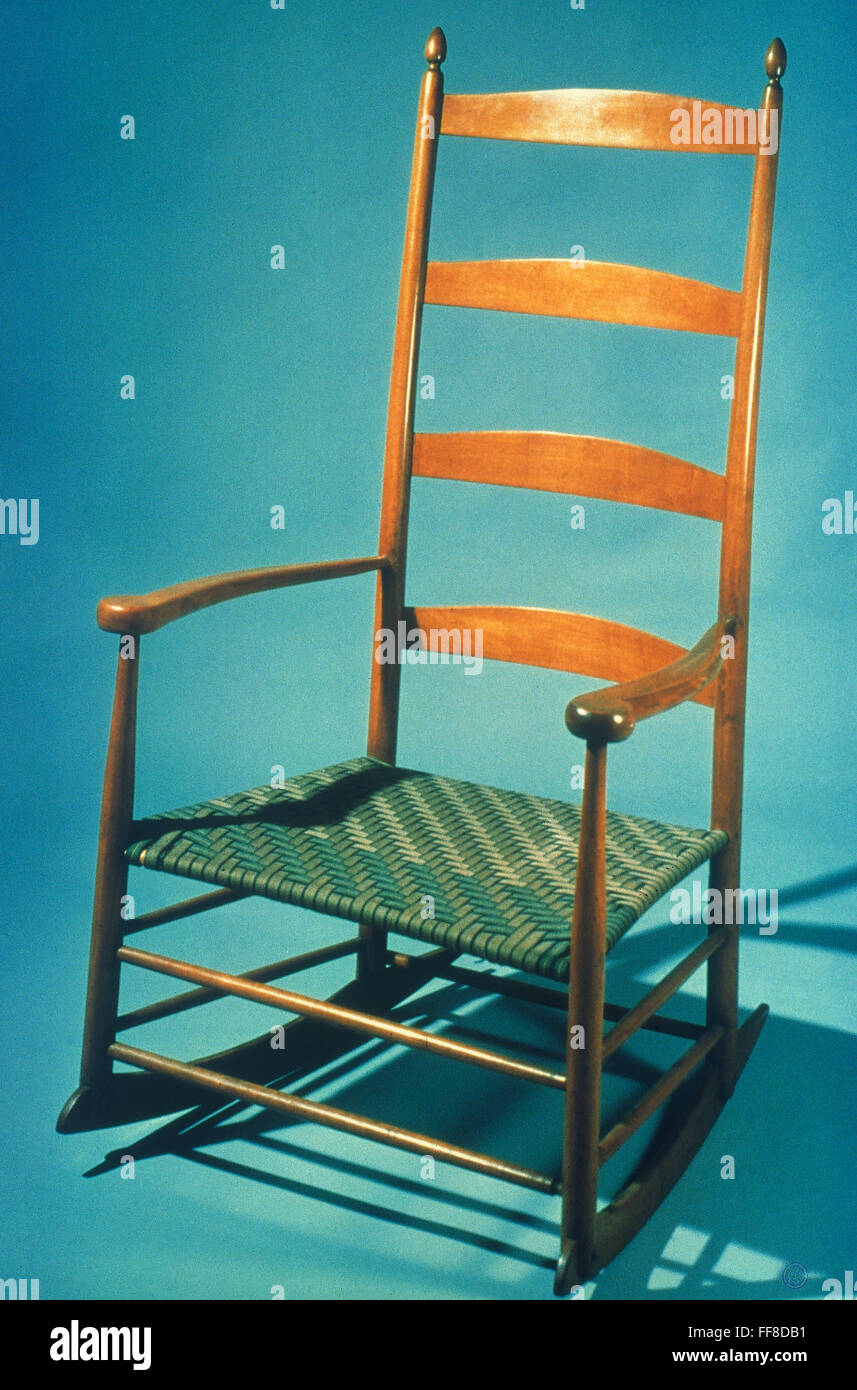 SHAKER ROCKING CHAIR. /nAmerican rocking chair, Shaker style, c1850-75 ...