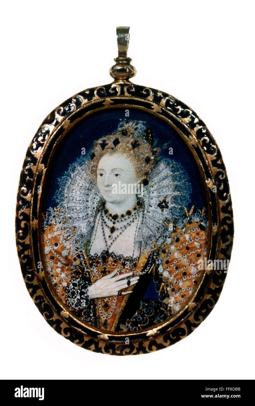 ELIZABETH I OF ENGLAND. /nMiniature by Nicholas Hilliard Stock Photo ...