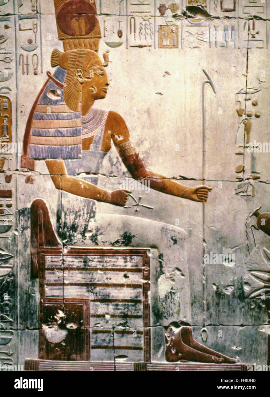 EGYPT: RELIEF OF ISIS. /nPainted relief from the Temple of King Seti I ...