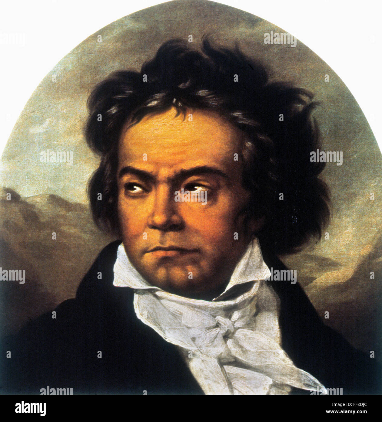 LUDWIG van BEETHOVEN /n(1770-1827). German composer. Oil, c1818-19, by ...