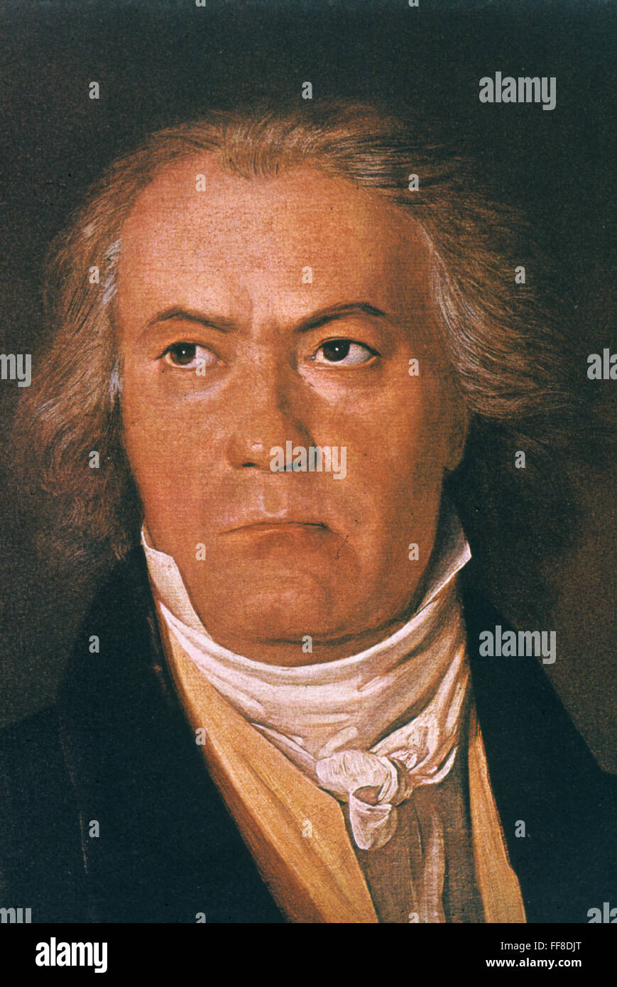 LUDWIG van BEETHOVEN /n(1770-1827). German composer. Detail of an oil ...