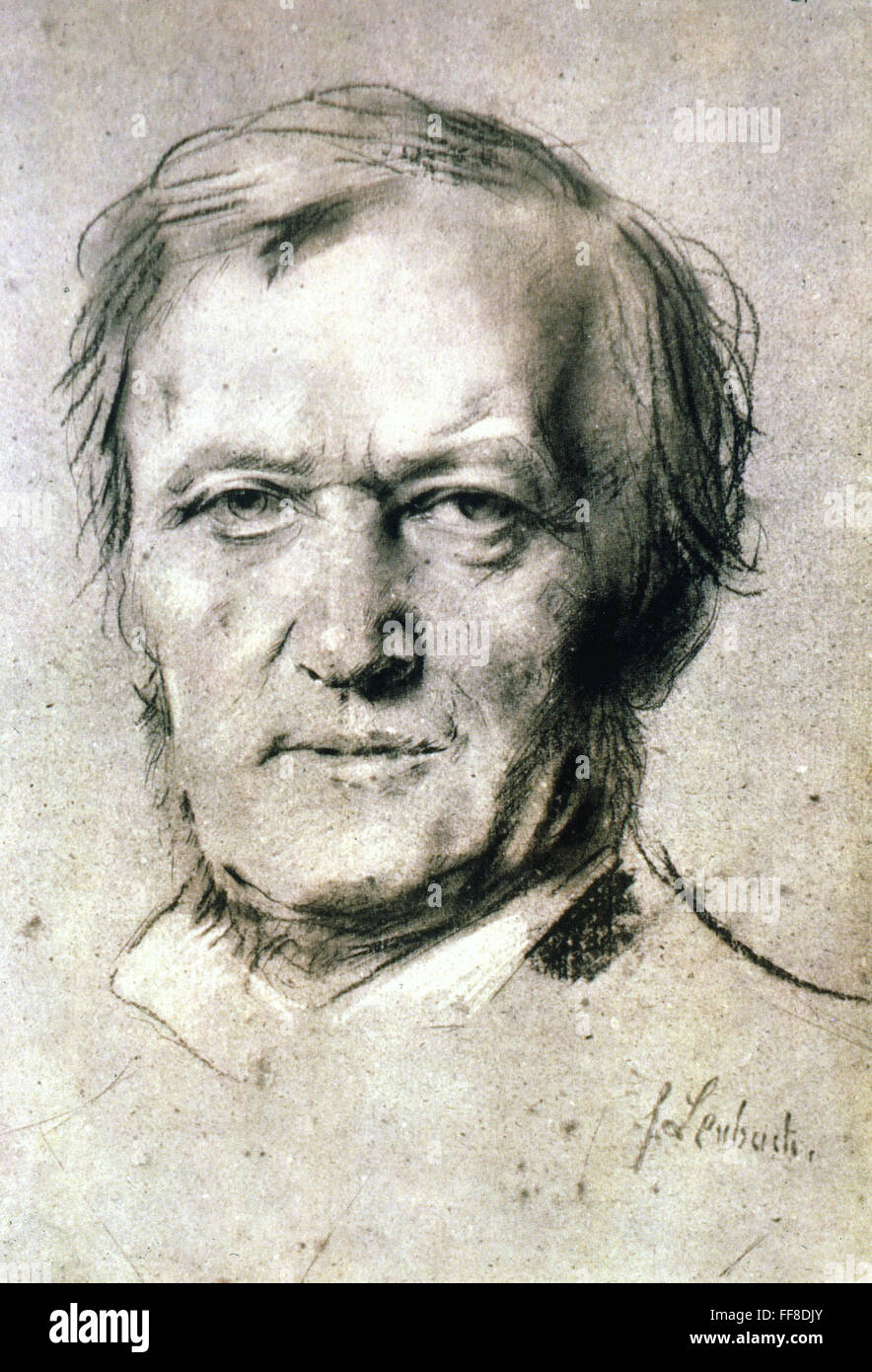 RICHARD WAGNER (1813-1883). /nGerman composer. Chalk drawing, c1880, by ...