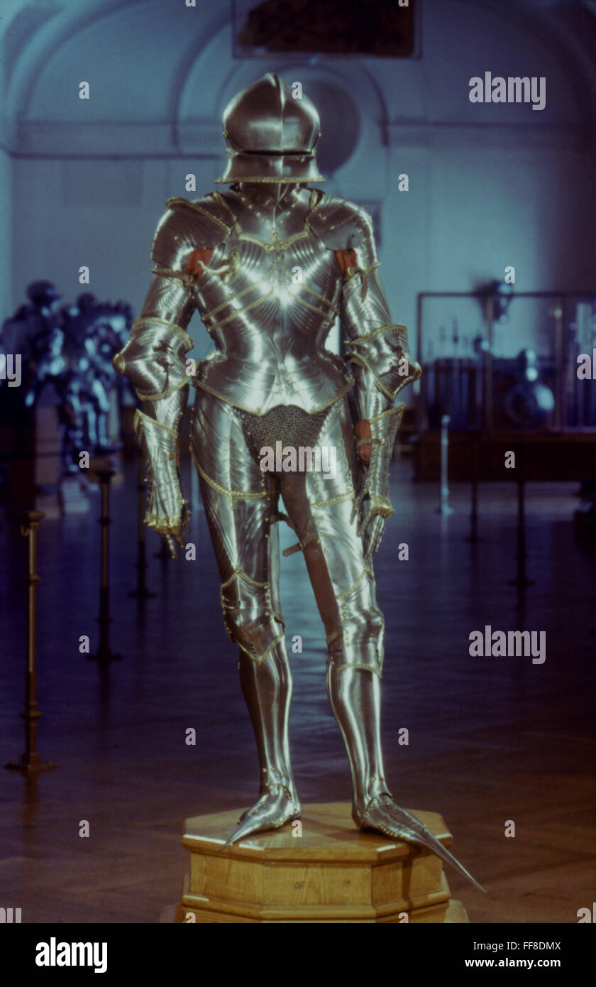 GERMAN ARMOR, c1485. /nGerman suit of gilt parade armor made for ...