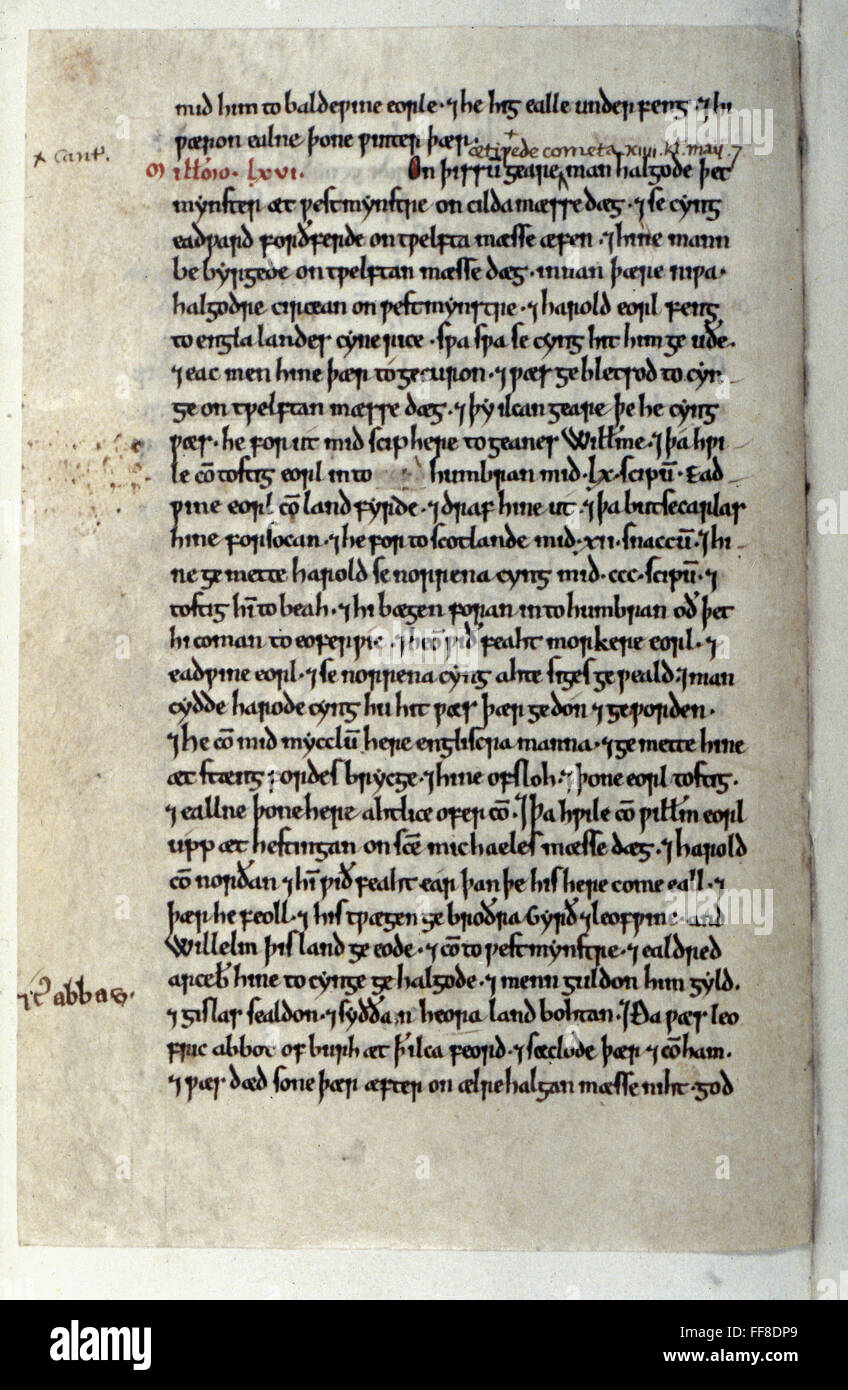 ANGLO SAXON CHRONICLE /nPage from an early 12th century manuscript of ...
