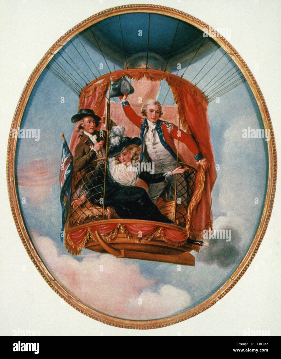 BALLOONING, 1785. /nLetitia Sage, Vincent Lunardi (in uniform), and ...