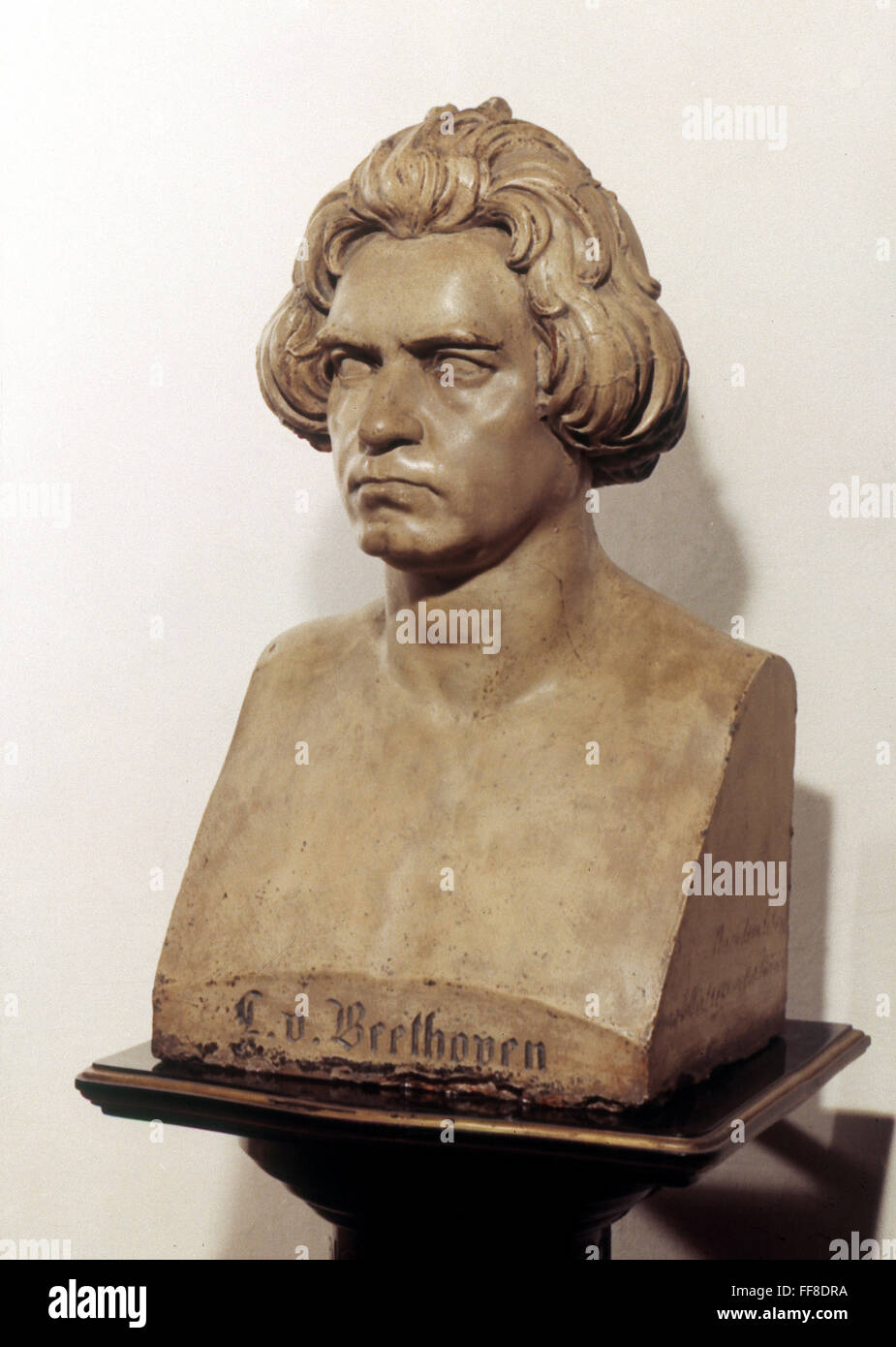LUDWIG VAN BEETHOVEN /n(1770-1827). German composer. Plaster bust, 1821 ...