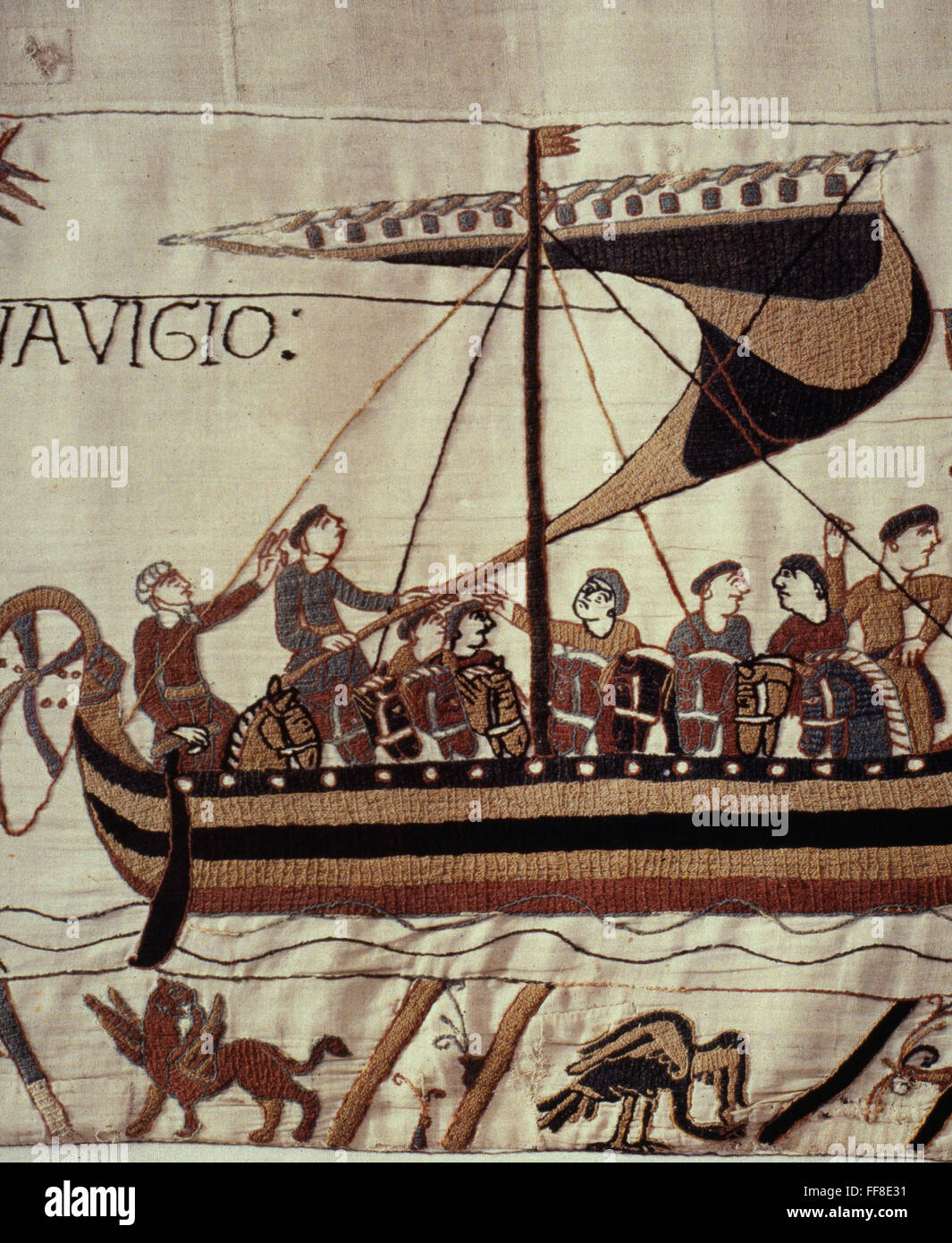 BAYEUX TAPESTRY. /nThe Norman Army at sea Stock Photo - Alamy