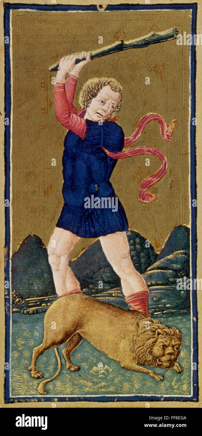ALLEGORY: COURAGE, 1430. /nSymbol of Strength (force). Italian Tarot ...