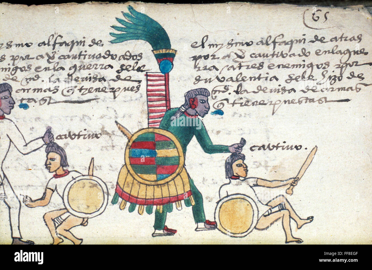 AZTEC WARRIOR PRIEST /nand prisoner from Codex Mendoza, c1525-1550 ...