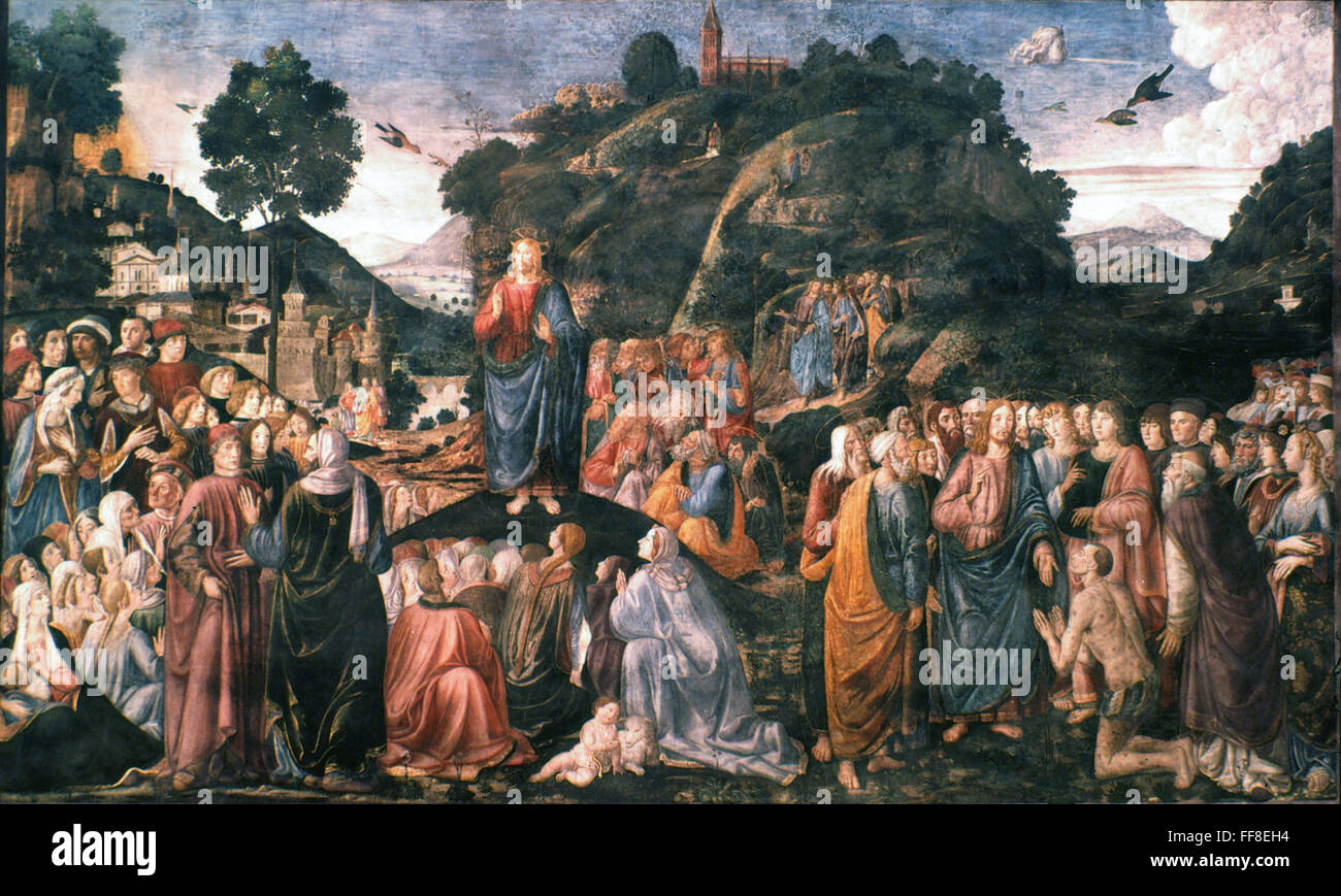 SERMON ON THE MOUNT. /nFresco, 1461, by Cosimo Rosselli. Sistine Chapel ...