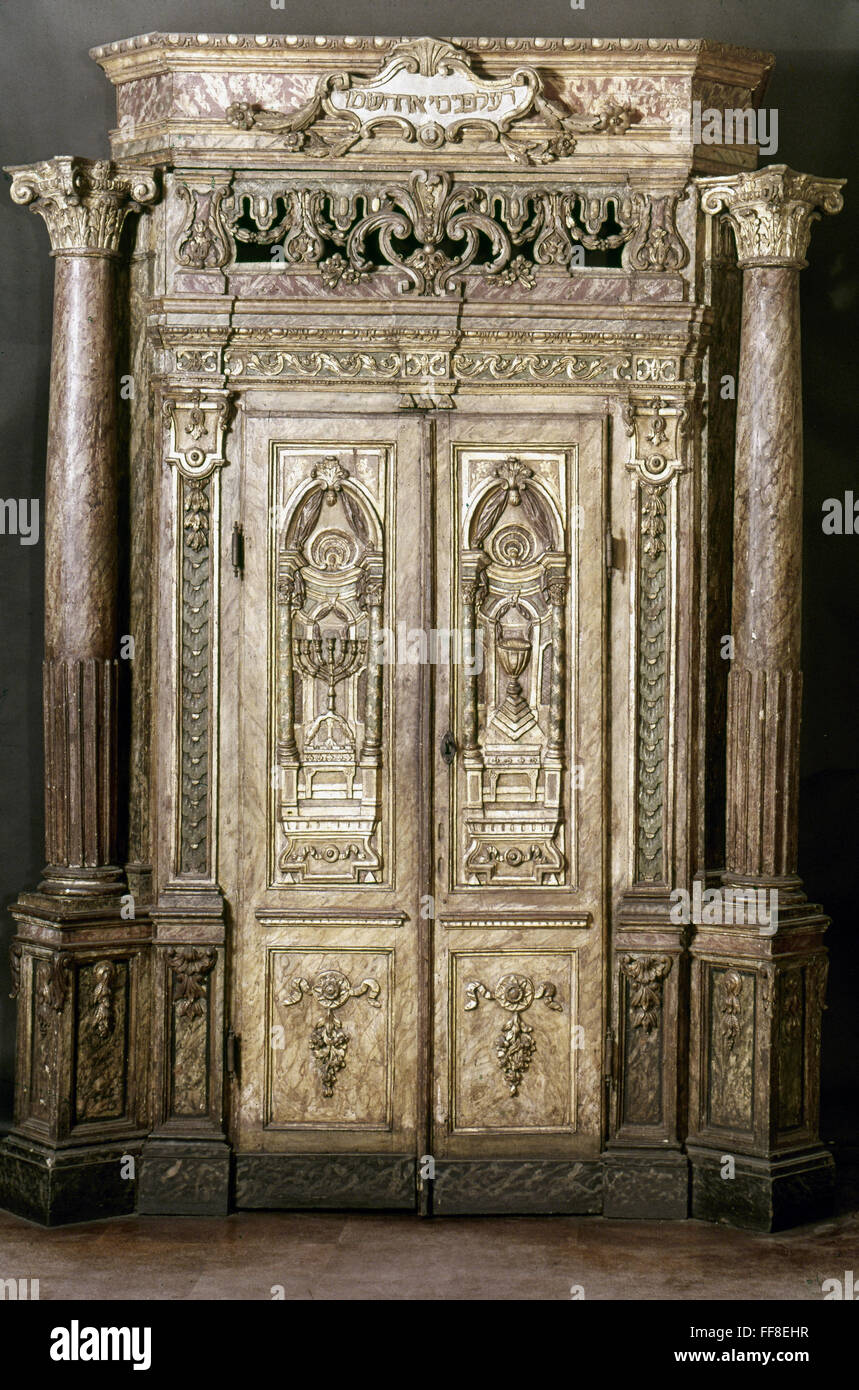 JUDAICA: SYNAGOGUE ARK. /nArk designed to hold the Sefer Torah, or ...