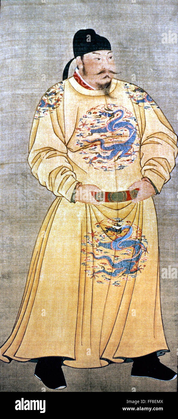 CHINA: EMPEROR T'AI-TSUNG. /nT'ang Dynasty. Silk hanging scroll Stock ...